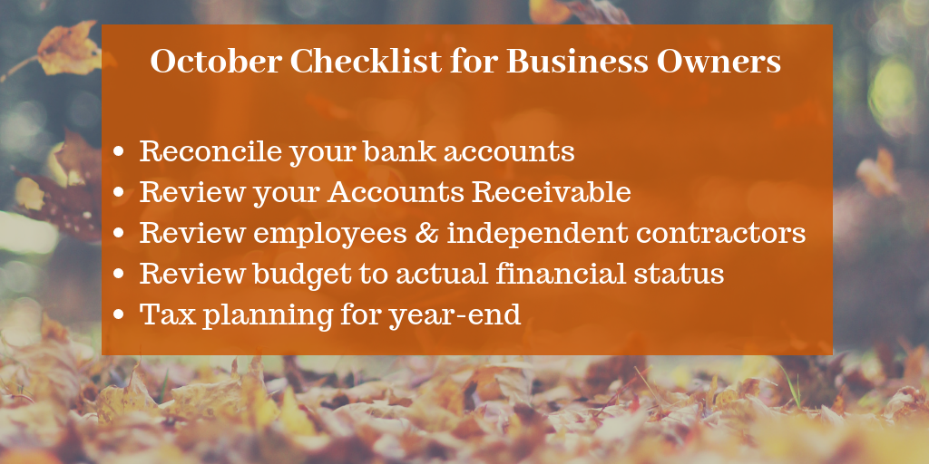 The business owner’s October checklist – C. Brian Streig, CPA